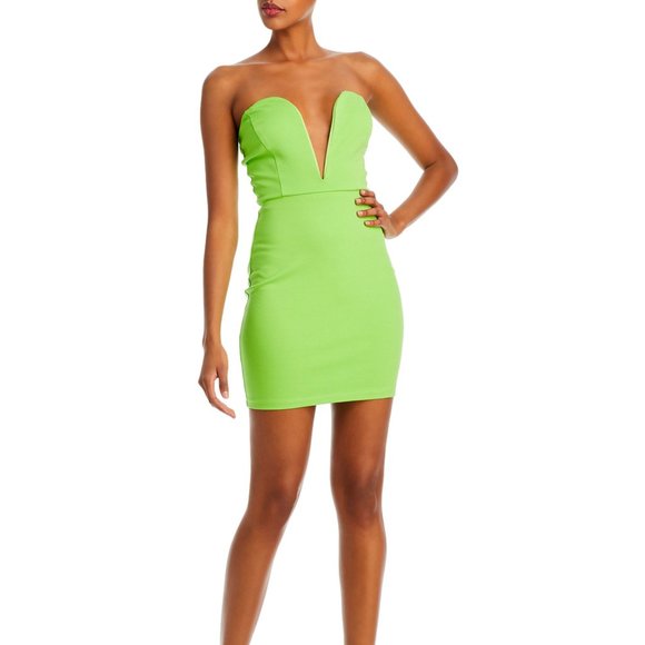 Fore | Dresses | Fore Womens V Strapless Short Plunging Mini Dress ...
